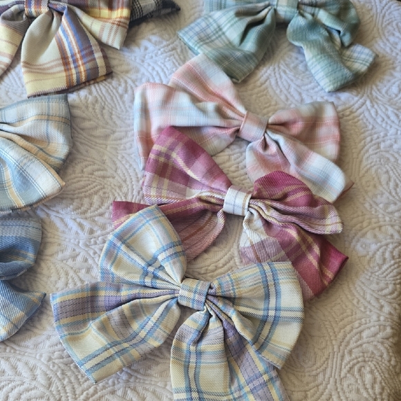 Accessories | New Plaid Fabric Bows Set Of 8 Assorted Patterns | Poshmark